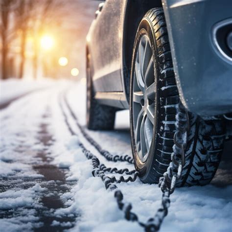 Premium Ai Image A Closeup Of A Cars Tires Navigating A Snowy Road Focusing On The Tread And