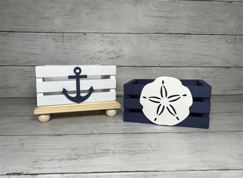 Summer Mini Crate Wood Crate Mini Wood Crate Anchor Sand Dollar Summer Decor Beach Decor Tier