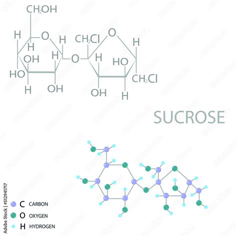 Sucrose Molecular Skeletal D Chemical Formula Stock Vector Adobe Stock
