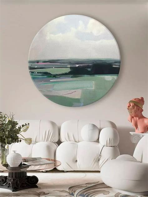 Круглая картина на холсте для интерьера Пейзаж абстракция минимализм 7 70 см купить C