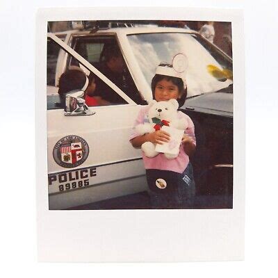 Vintage Polaroid Photo Adorable Girl Los Angeles Ca Police Car Found