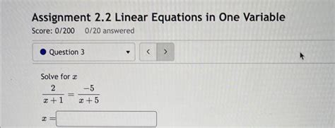 Solved Assignment Linear Equations In One Variable Chegg