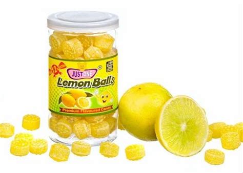 Yellow Round Justone Lemon Balls Candy Packaging Type Plastic Jar Packaging Size 60 Piece At
