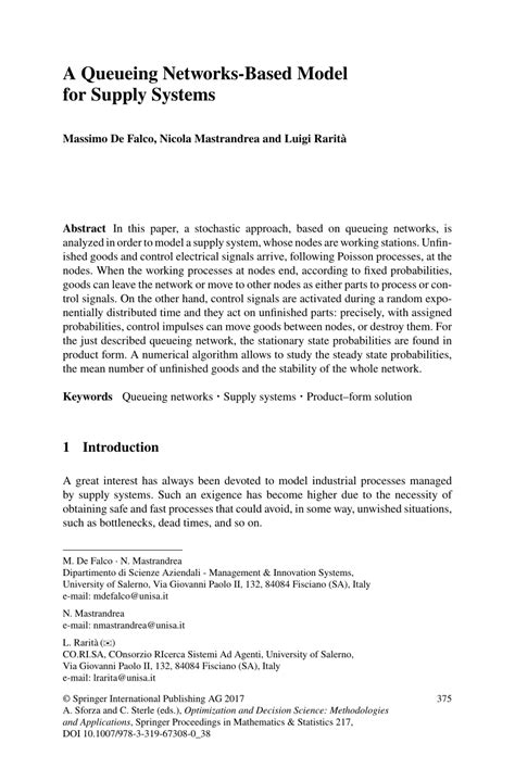 Pdf A Queueing Networks Based Model For Supply Systems