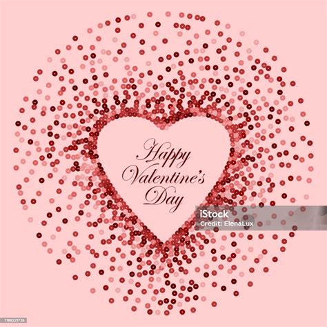 핑크 스팽글 벡터 하트 프레임입니다 해피 발렌타인 데이 카드 공휴일에 대한 스톡 벡터 아트 및 기타 이미지 공휴일 금색
