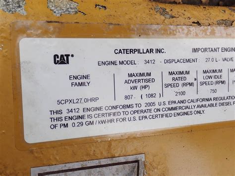 2005 Caterpillar 3412e Engine For Sale Carbondale Pa 16049