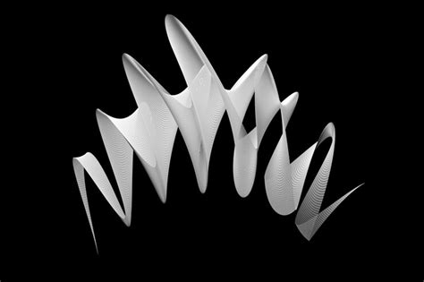 많은 수의 선으로 구성된 흰색 모양의 3d 그림 미래의 모양 추상 모델링 프리미엄 사진