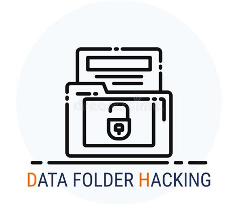 Line Icons Style Hacker Cyber Crime Attack Data Folder Hacking For Web