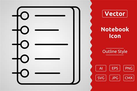 Vector Notebook Outline Icon Design Graphic By Muhammad Atiq · Creative Fabrica
