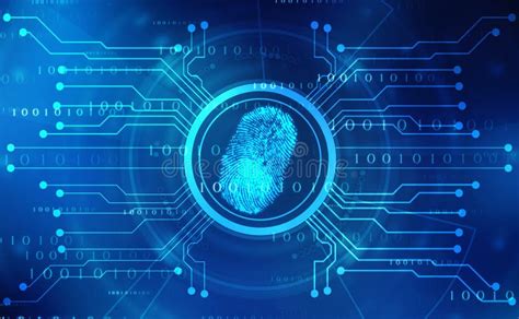 Abstract Security System Concept With Fingerprint On Technology Background Biometric