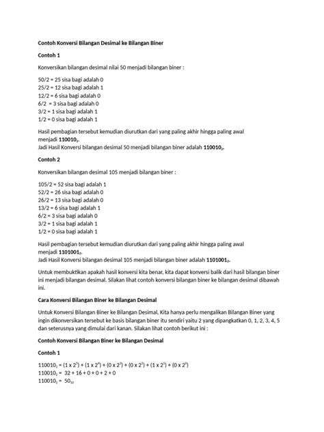 Contoh Konversi Bilangan Desimal Ke Bilangan Biner Pdf