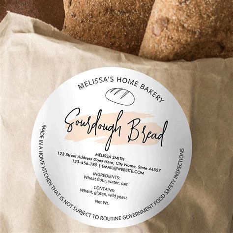 Bread Loaf Modern Beige Cottage Law Bakery Label Custom Bakery Label