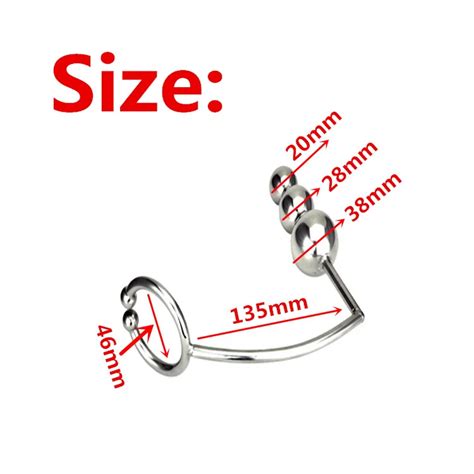 Stainless Steel Anal Cock Ring With 3 Size Anal Balls Hookmetal Anal
