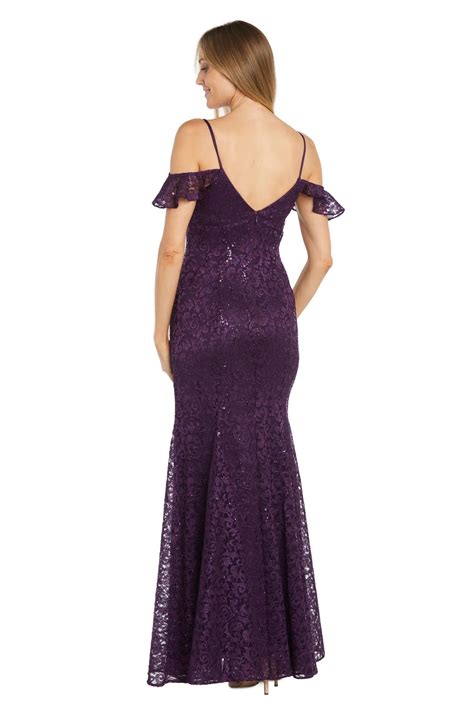 Peacock Randm Richards 6177 Long Formal Glitter Lace Evening Dress
