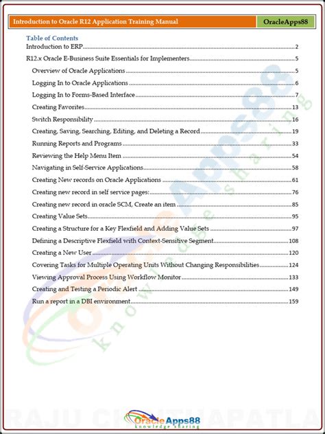 Introduction To Oracle R12 Application Training Manual Download Free Pdf Enterprise Resource