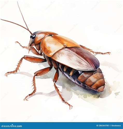 Watercolor Cockroach Illustration With Detailed Character Style Stock