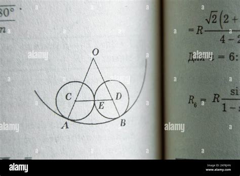 Geometry Drawing On Page Of Old Yellow Book As Background Algebra Book As Background Stock