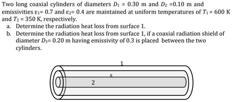 solved two long coaxial cylinders of diameters d1 0 30 m and