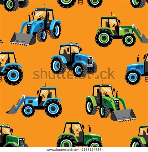 Hand Drawn Tractor Seamless Pattern Stock Vector Royalty Free Shutterstock