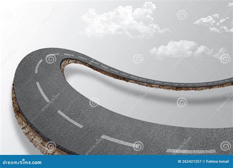 3d Illustration Of Curved Road Asphalt Driveway Highway Isolated With