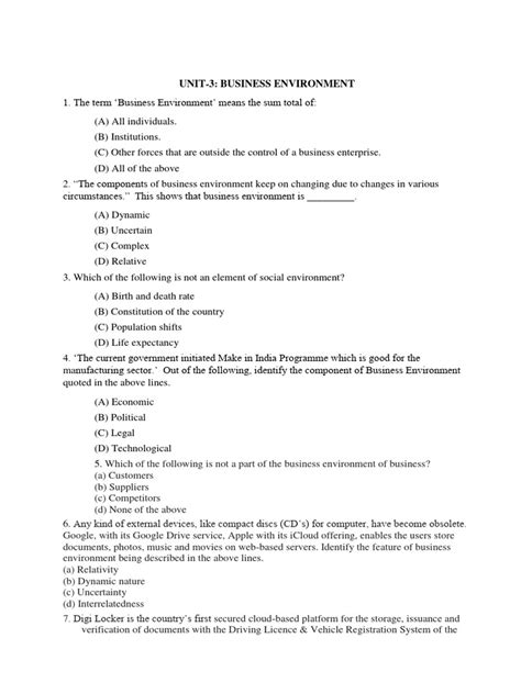 Cbse Class Xii Commerce Unit 3 Business Environment Bst Cdf Pdf Foreign Direct