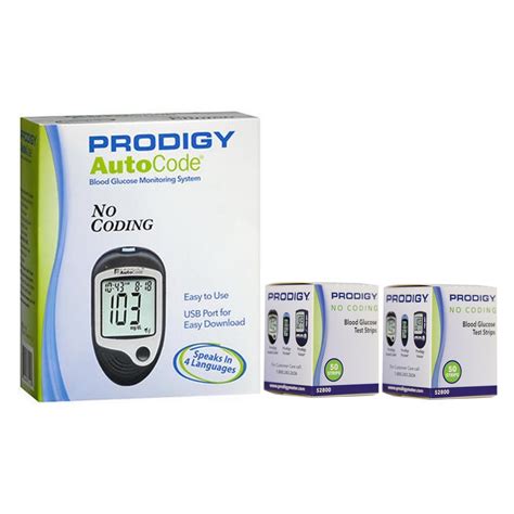 Prodigy Autocode® Talking Blood Glucose Meter Plus 2 Boxes 100ct Prodigy Test Strips