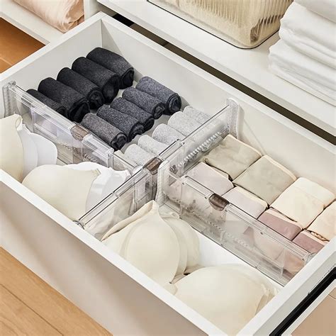 Adjustable Expandable Plastic Partition Separators For Organizing Cloths Drawer