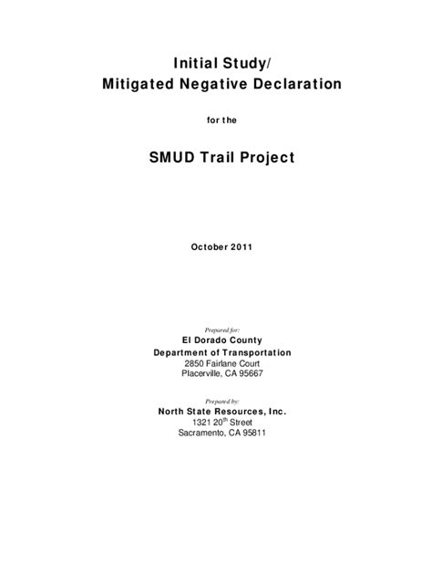 Fillable Online Mitigated Negative Declaration Smud Trail Project El