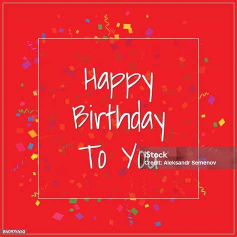 리본 색깔된 색종이와 빨간색 배경에 평방 생일 배너 벡터 일러스트 레이 션 공휴일에 대한 스톡 벡터 아트 및 기타 이미지 공휴일 기념일 놀라움 Istock