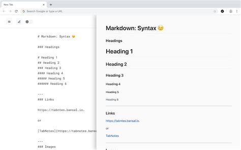 tabnotes markdown notepad in your new tab