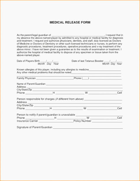 Emergency Room Release Form Template Peterainsworth