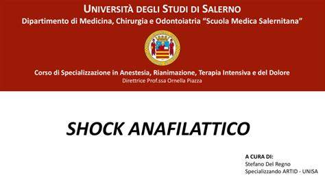Shock Anafilattico Patofisiologia Diagnosi E Trattamento