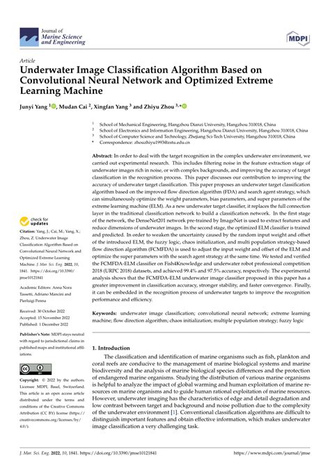 Pdf Underwater Image Classification Algorithm Based On Convolutional
