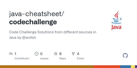 Github Java Cheatsheetcodechallenge Code Challenge Solutions From