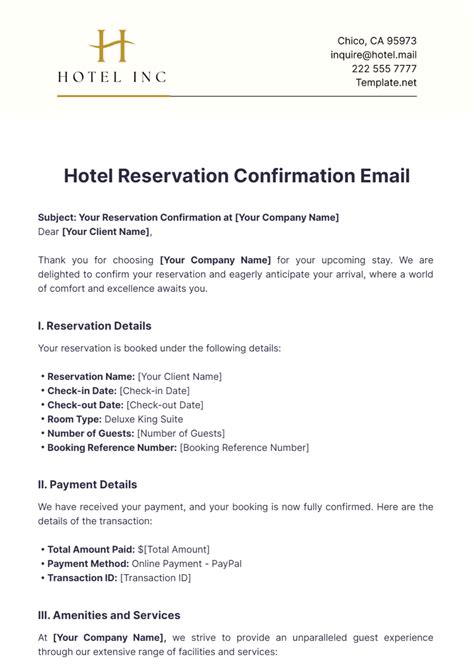 Booking Confirmation Template