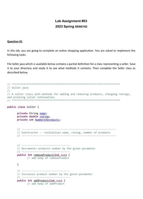 Solved Lab Assignment H03 2023 Spring Seng102 Question 01 In