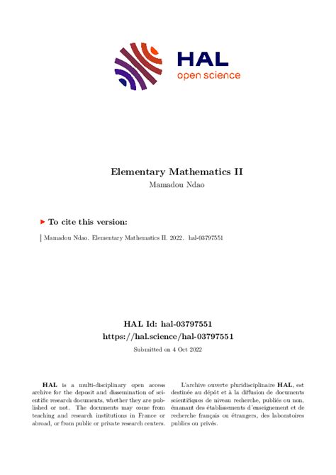 Pdf Elementary Mathematics Ii