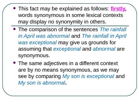 Intralinguistic Relations Of Words Types Of Semantic Relations