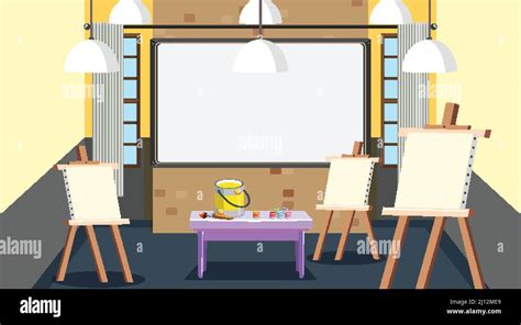 School Art Classroom Interior Concept Illustration Stock Vector Image