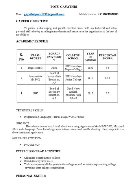 Gayathri Profile Pdf