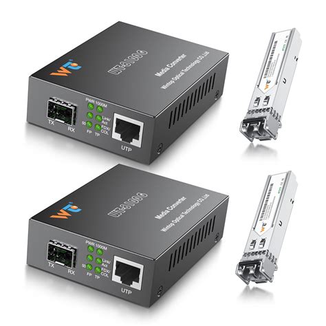2 Pack Fiber Ethernet Media Converter Wtsfoptc Fiber Optic Transceiver