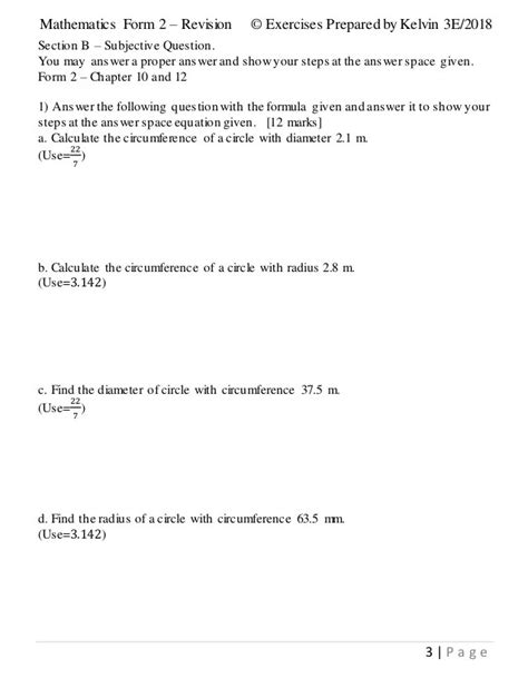 Question Mathematics Form 2 Exercise Mathematics Form 2 Exercise With