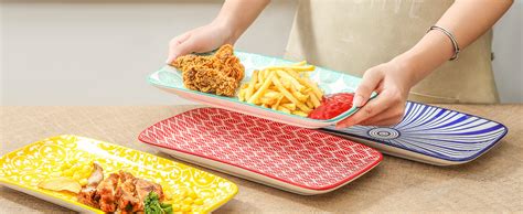 Selamica Ceramic Rectangular Serving Platters Set Of 4 12