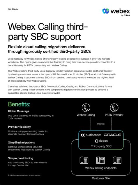 Webex Calling Third Party Sbc Support Cm 5753 Pdf Network Protocols