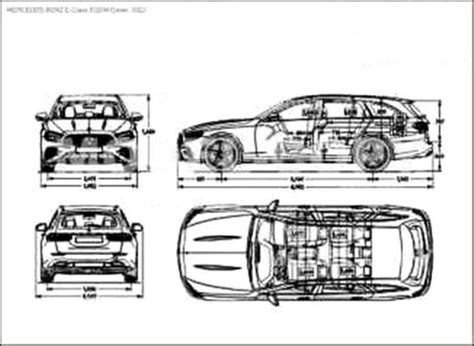 Mercedes Benz E‑class E220d Estate 2022 2d Drawing Blueprints