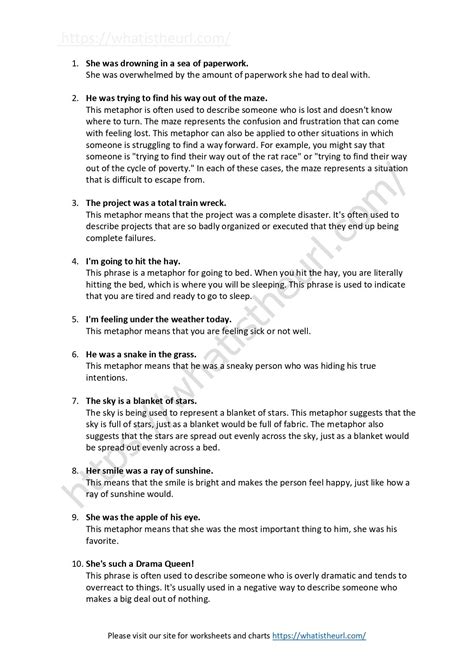 Metaphor Example Sentences With Meaning Your Home Teacher