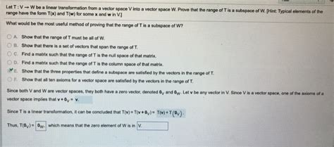 solved let t v wbe a linear transformation from a vector