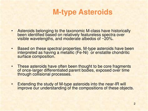 Ppt Spectral And Mineralogical Diversity Among The M Asteroids