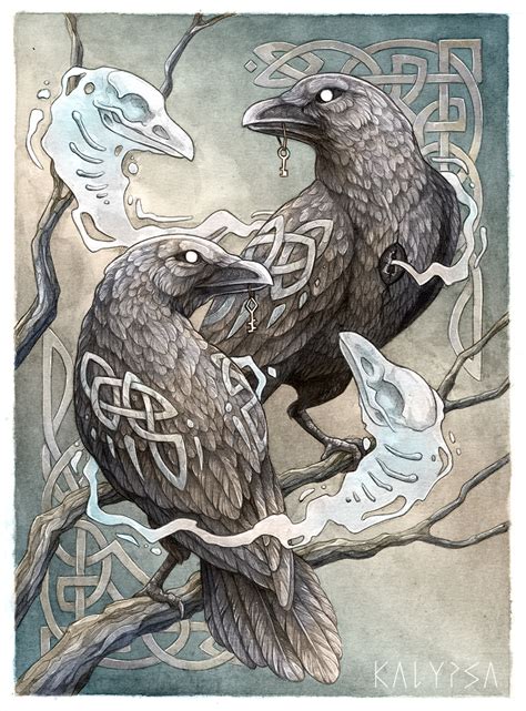 Hugin And Munin Drawing
