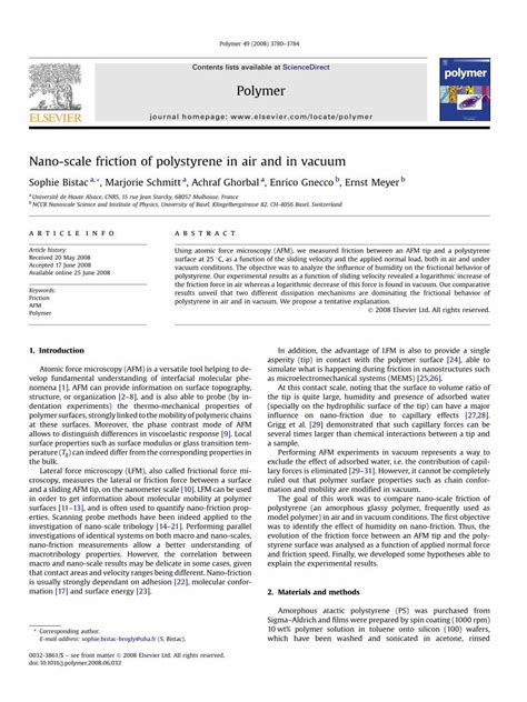 Pdf Nano Scale Friction Of Polystyrene In Air And In Vacuum Dokumen